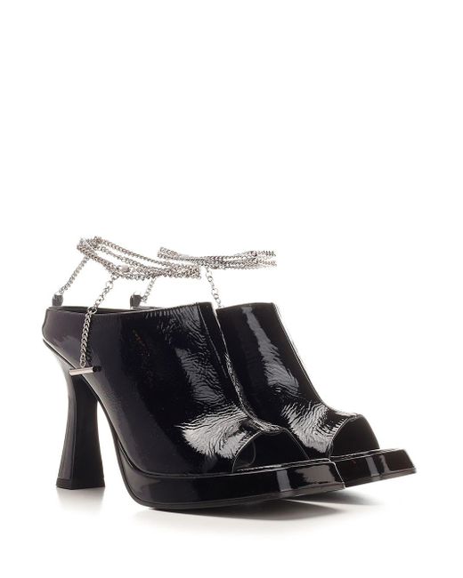McQueen Ankle Chain Strap Sandals in Black | Lyst