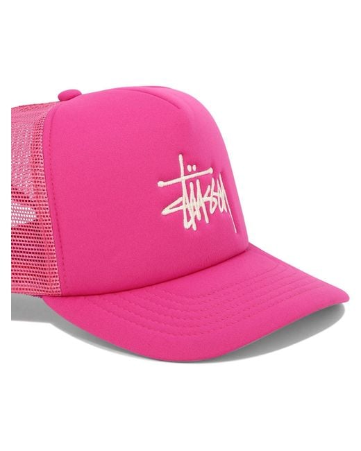 Stussy "Big Basic" Trucker Cap in Pink for Men | Lyst