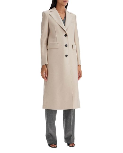 Harris Wharf London Single Breasted Coat In Pressed Wool in Natural ...