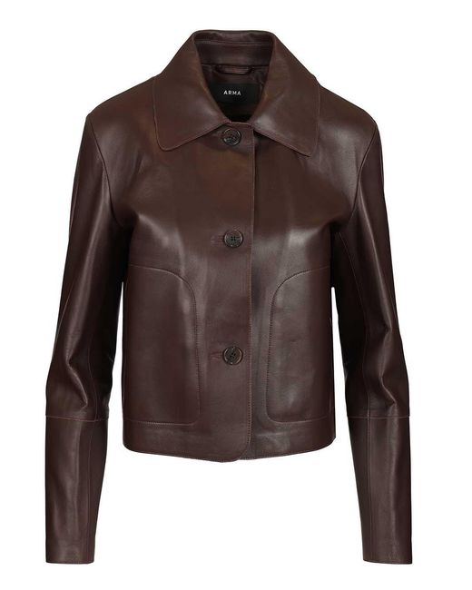 Arma Emy Lamb Butter Jackets Bordeaux in Brown | Lyst UK