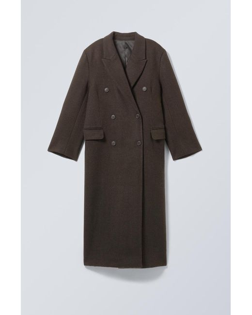Weekday Oversized Double-Breasted Wool-Blend Coat in Black | Lyst UK