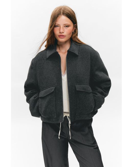 Monki Cropped Boxy Zip Jacket in Black | Lyst UK