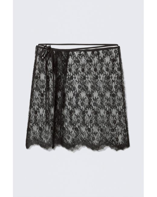 Monki Lace Wrap Midi Skirt in Grey | Lyst UK