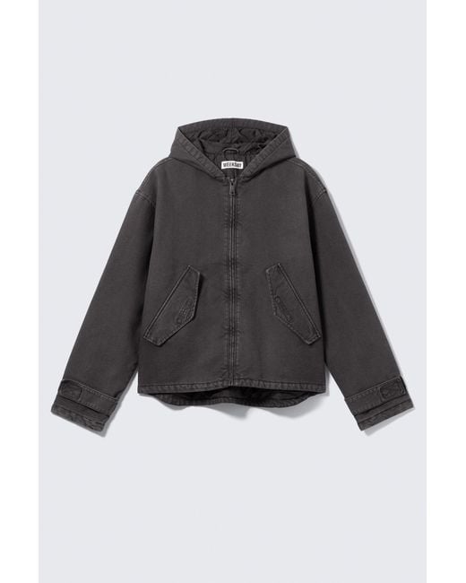 Weekday Loose Hooded Canvas Jacket in Black for Men | Lyst UK