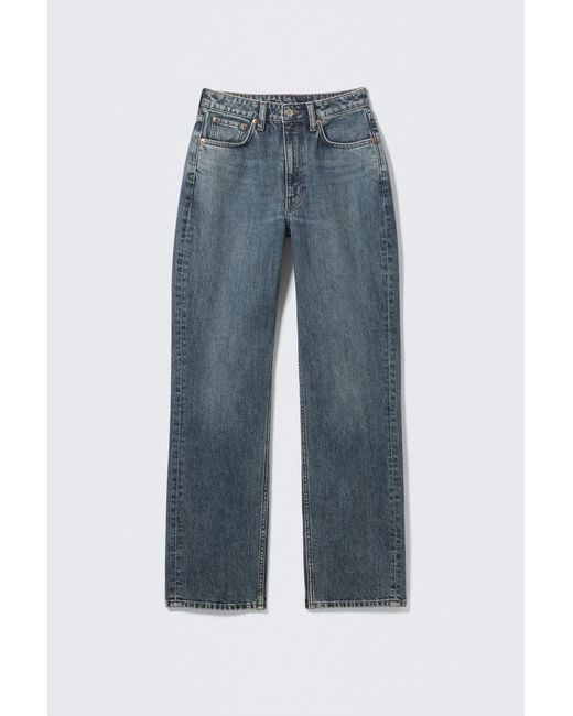 Weekday Resolute Curve High Waisted Regular Straight Jeans in Blue ...
