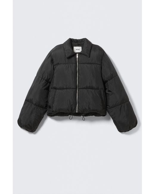 Monki Collared Puffer Jacket in Black | Lyst UK