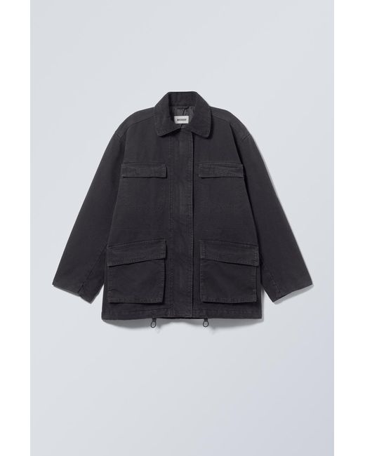 Weekday Luca Washed Parka Jacket in Black | Lyst UK