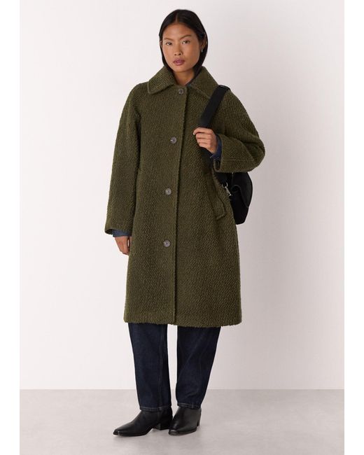 Whistles Petite Romy Boucle Coat in Green | Lyst UK
