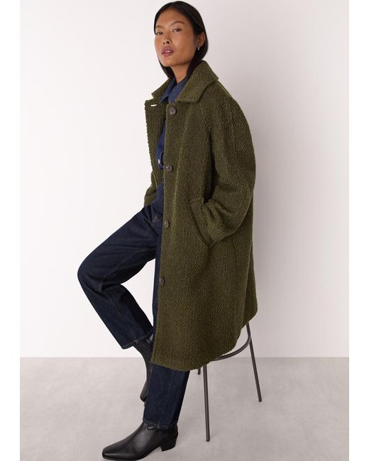 Whistles Petite Romy Boucle Coat in Green | Lyst UK