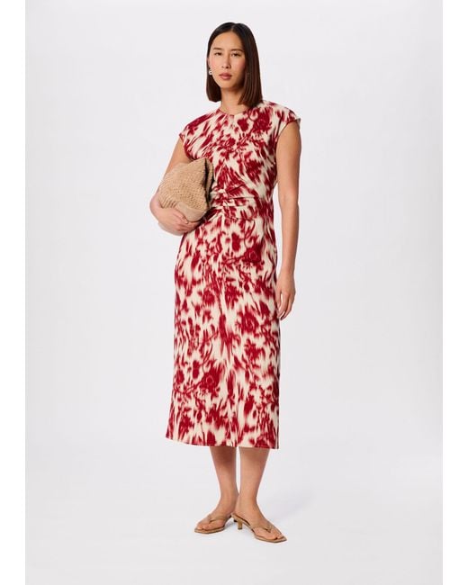 Whistles Blurred Floral Crepe Dress | Lyst UK