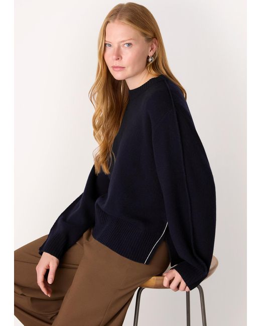 Whistles Side Stripe Detail Wool Knit in Blue | Lyst UK