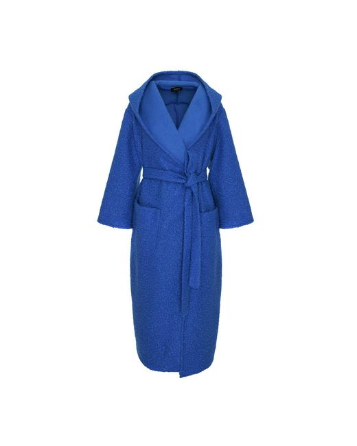 BLUZAT Long Textured Coat With Hood And Belt – Royal in Blue | Lyst UK