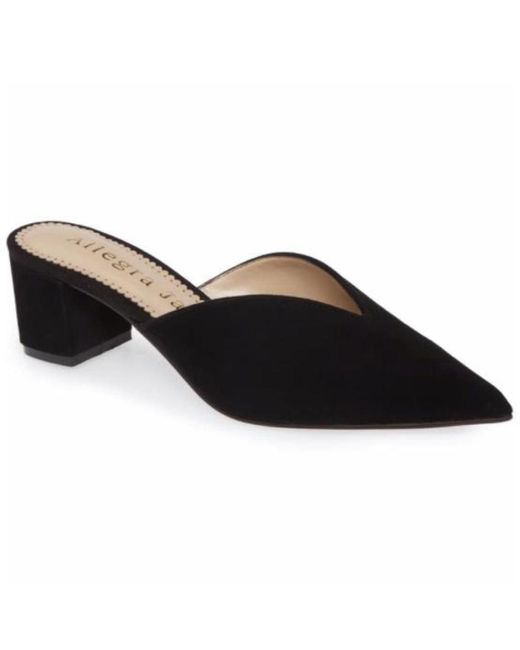 Allegra James Suede Mule With Linen Fabric Accents in Black | Lyst