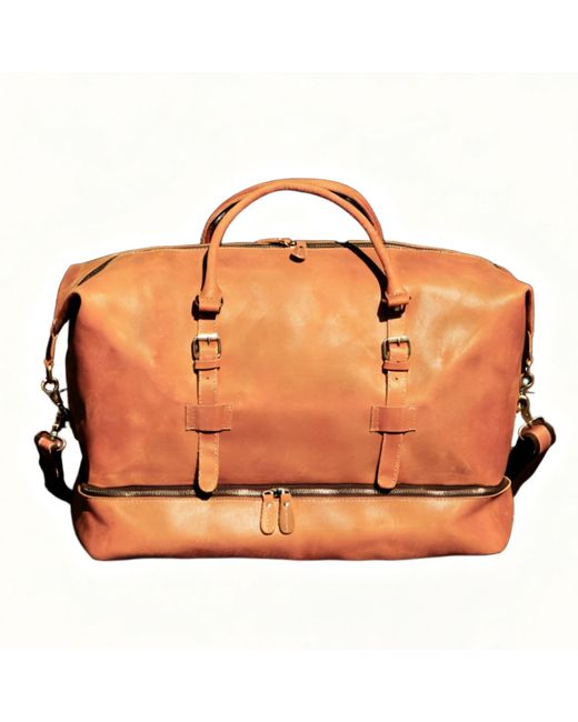 Touri Leather Weekend Weekender With Suit Compartment in Orange for Men ...