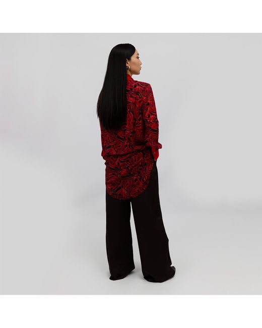 Janara Jones ' / Lava Print Chiffon Long-Sleeve Mandarin Collar With ...