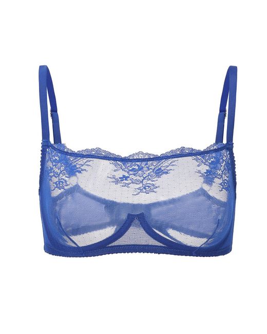 Amour D'agnette Kim High-Neck Sheer Lace Underwire Bra in Blue | Lyst UK