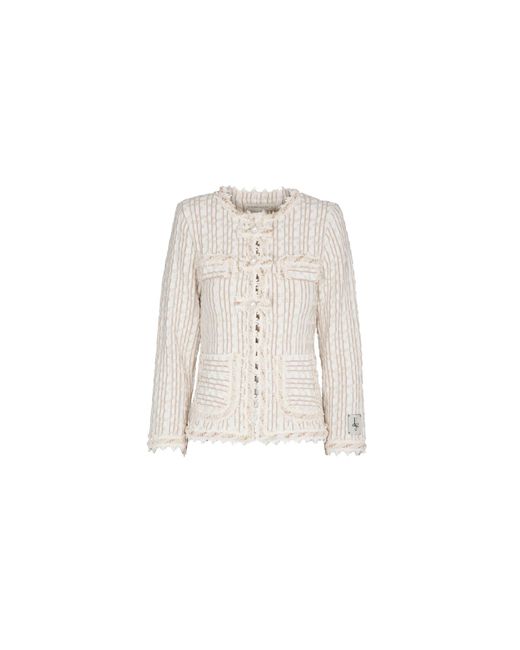 The Extreme Collection Ivory Textured Tweed Jacket With Delicate Fringe ...