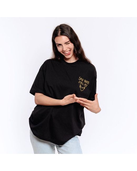 SEVENMUSES Sad Birds Still Fly Oversized Tshirt in Black | Lyst