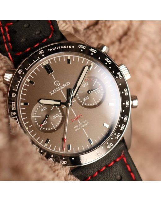 Lonard Watches Lap One Coffee Limited Edition Leather Strap Column ...
