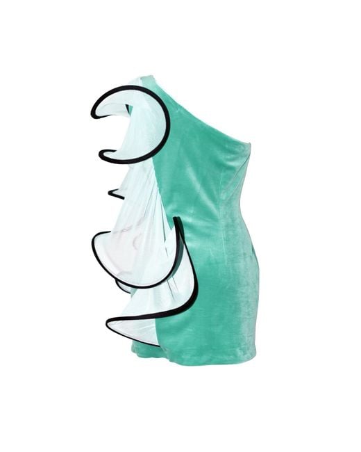 Laura Daili Velvet Wave Dress – The Queen Of The Night in Green | Lyst UK