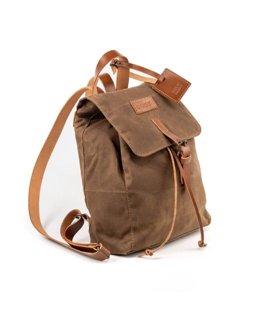 THE DUST COMPANY Leather Backpack With Waxed Cotton Made in Brown | Lyst