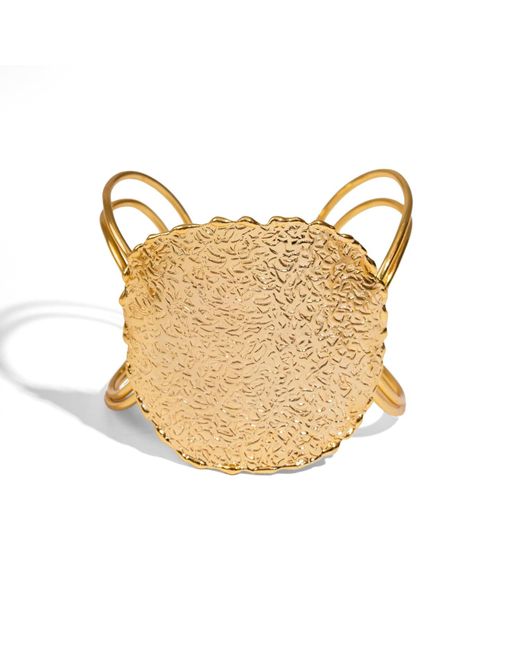 Ebru Jewelry Golden Shield Arm & Cuff Bracelet in Natural | Lyst UK