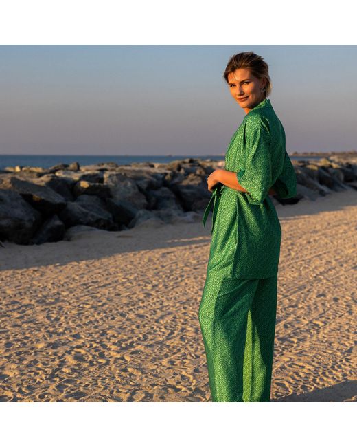 Janara Jones Dragon Scale Printed Satin Matching Set in Green | Lyst