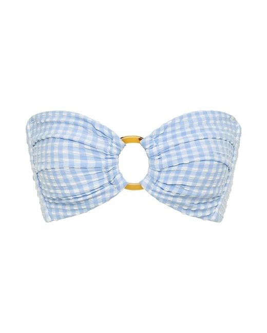 Montce Peri Micro Gingham Tori Ties Bandeau Bikini Top in Blue | Lyst UK