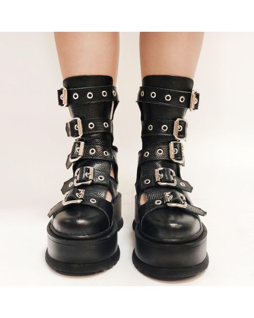 Moja Mannia Leather Boots in Black | Lyst