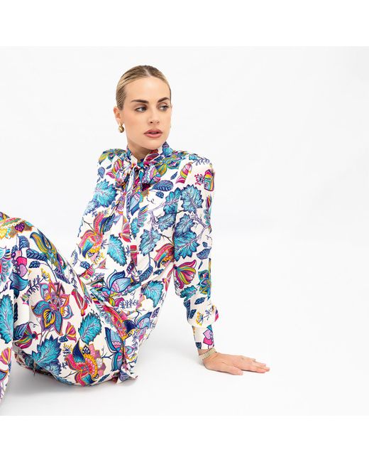 Janara Jones Miracle Garden Satin Long-Sleeve Mandarin Collar With Tie ...