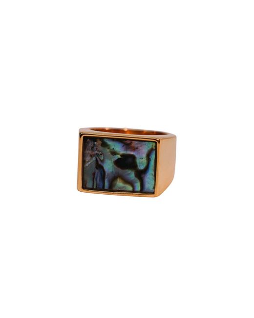 Middle Finger Abalone Stone Signet in White | Lyst UK