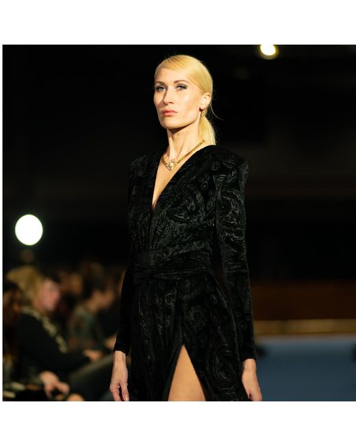 Verda London V Neck Elegant Velvet Dress For Petite Height Elongating ...