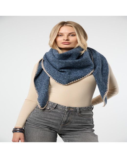 Saachi Knitted Triangle Denim Shawl Wrap in Blue | Lyst UK