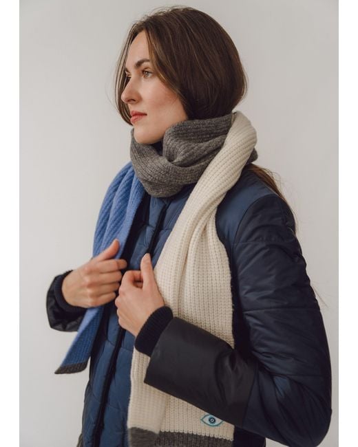 BEIRA Wool & Cashmere Stripe Scarf – Cool Tones in Blue | Lyst UK