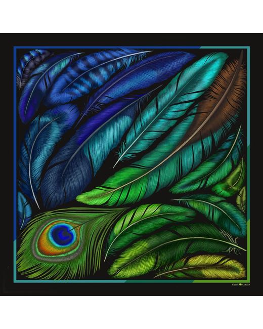 Emily Carter The Iridescent Feather Pocket Square in Green | Lyst UK