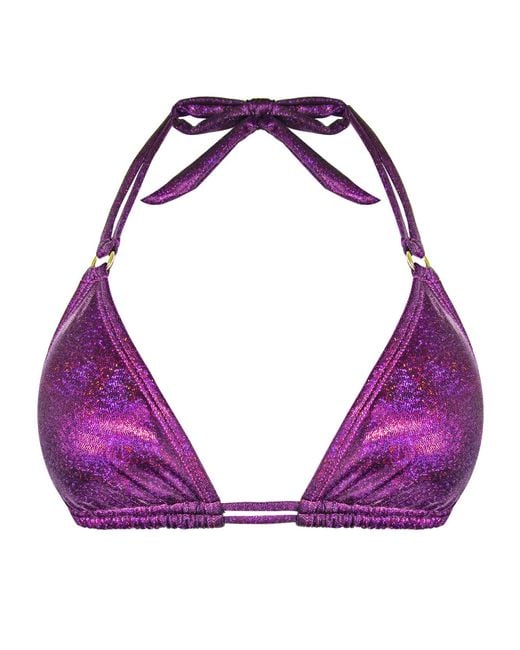 Enez Swim Eden Triangle Bikini Top in Purple | Lyst