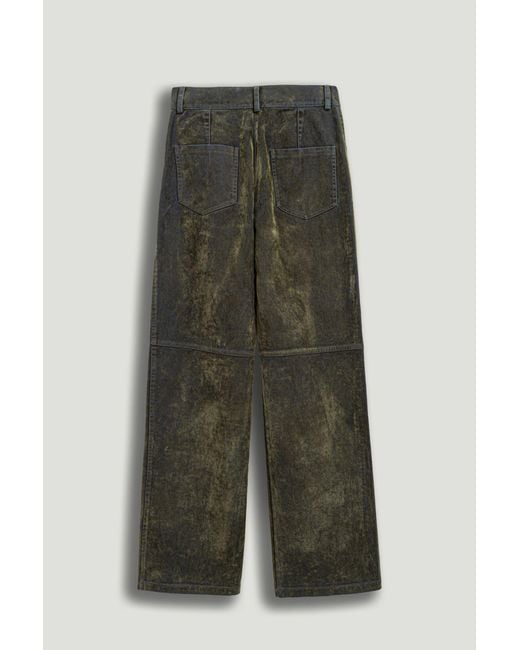 Nocturne Neutrals Suede Panel Straight-Leg Pants in Green | Lyst UK