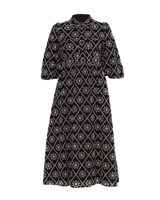 Rose & Nancy Lucille And Broderie Dress in Black | Lyst UK