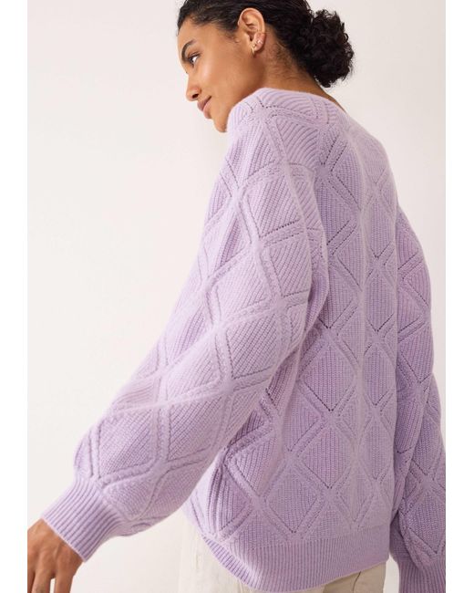 Loop Cashmere Diamond Stitch Sweater in Purple | Lyst UK