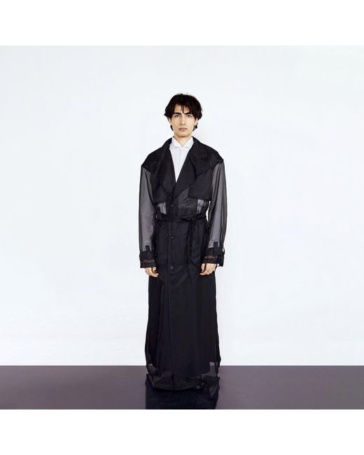 Vidi Blak Floor Length Chiffon Trench in Black for Men | Lyst