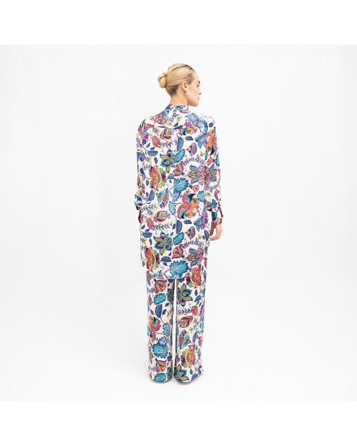 Janara Jones Miracle Garden Satin Long-Sleeve Mandarin Collar With Tie ...