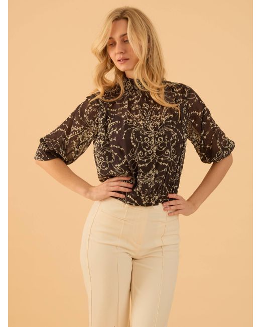 Rose & Nancy Freya Print Blouse in Black | Lyst