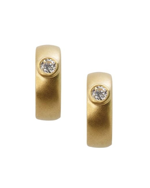 Bombyx House Meme Diamond Huggie Earrings in Metallic | Lyst UK