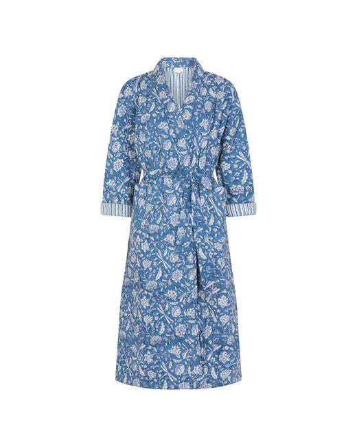NoLoGo-chic Luxury Quilted Hand Block Printed Robe in Blue | Lyst UK