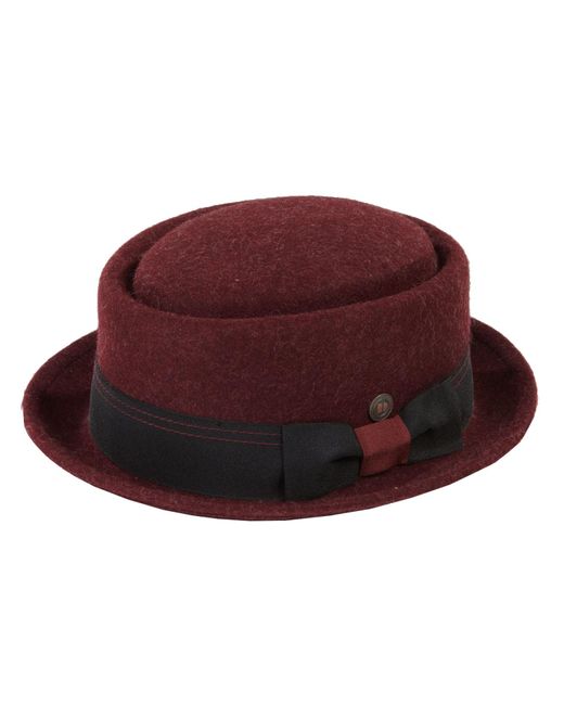 Dasmarca Hats Quintin Merlot Felt Oval Crown Porkpie Hat in Red for Men ...