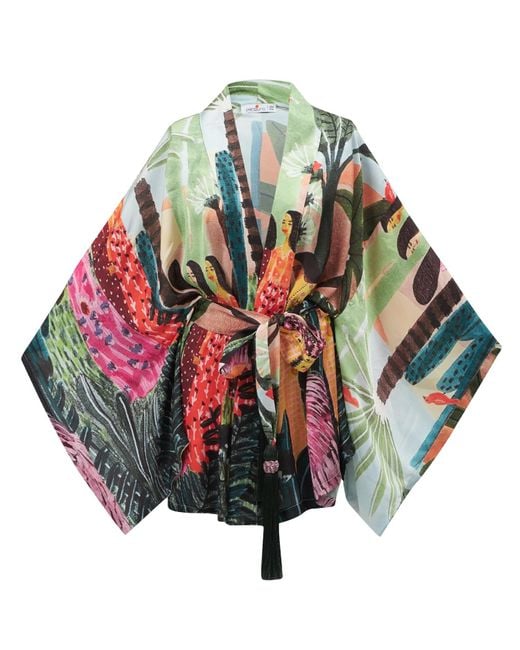 Peraluna Shuko Matt Satin Short Kimono in Red | Lyst UK