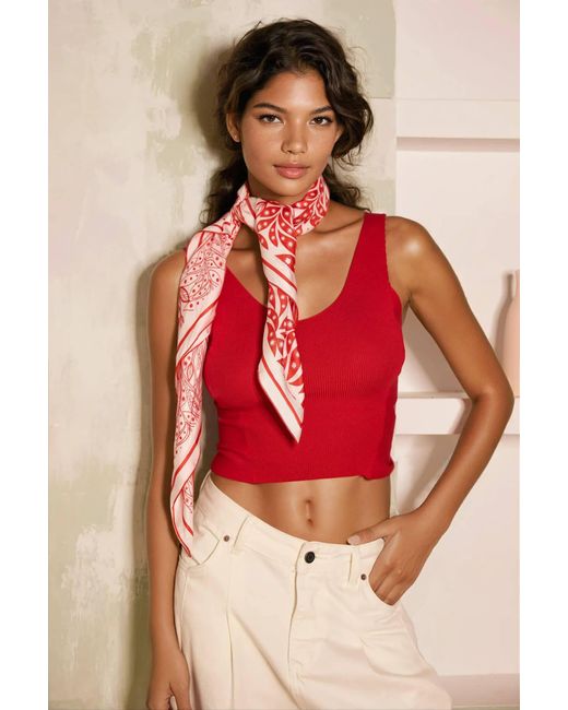 Jessie Zhao New York Double Sided Silk Scarf Of Scarlet Tree Of Life in ...