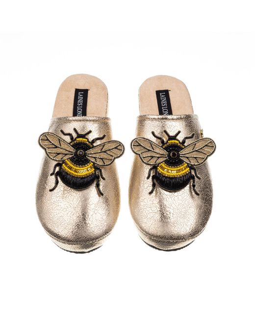 Laines London Softie Slippers With Double Honey Bee Brooches in ...