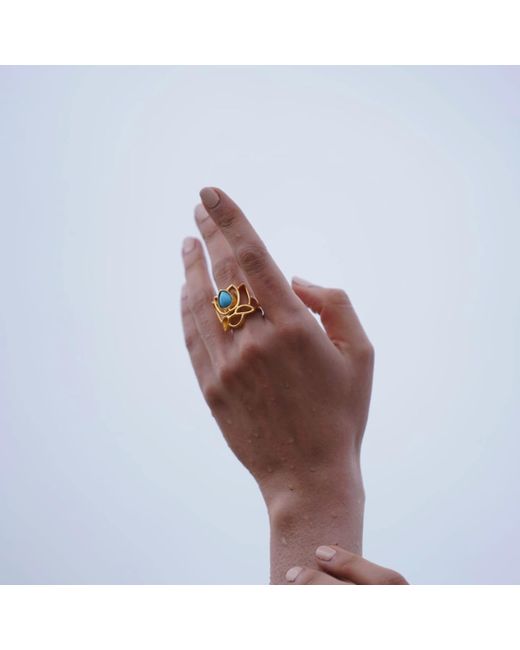 Meraki by Rashmi Bajaj Layla Lotus Ring in Metallic | Lyst UK