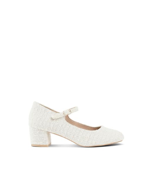 Rag & Co Antara Tweed Mary Jane Sandals in White | Lyst UK